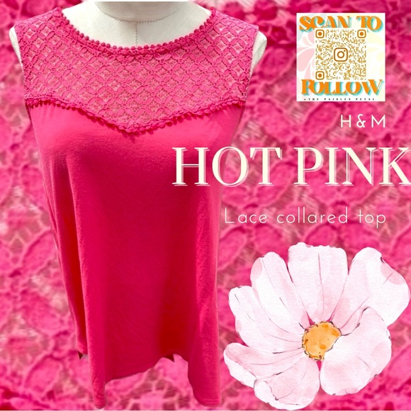 H&M | Tops | Hm Hot Pink Lacey Top | Poshmark